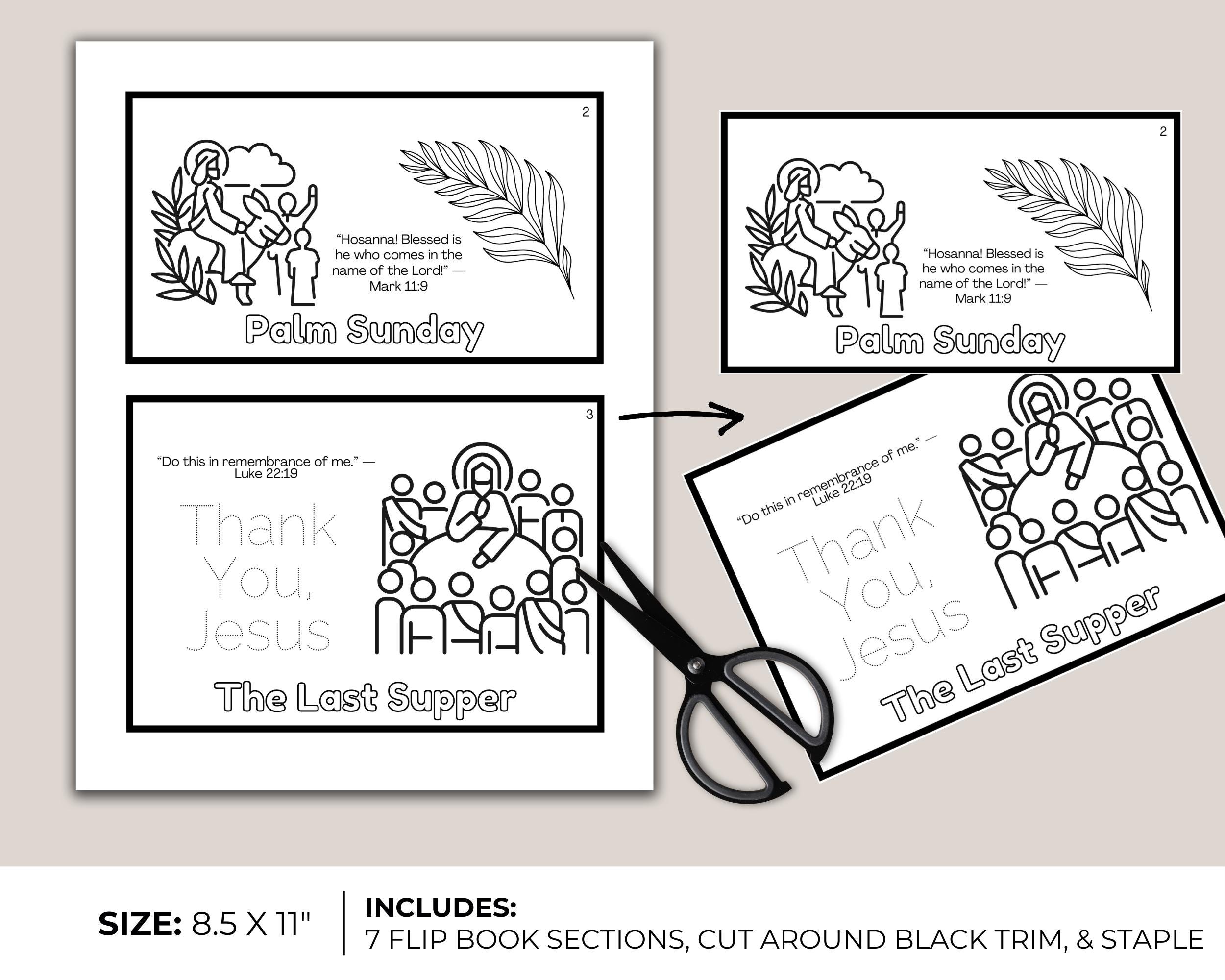 Holy Week Easter Story Flip Book for Kids Activity Pages Sunday School ...