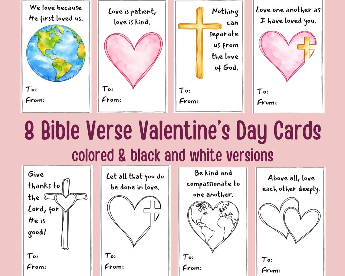 Bible Verse Valentines Day Cards for Kids Classroom Party Valentine ...