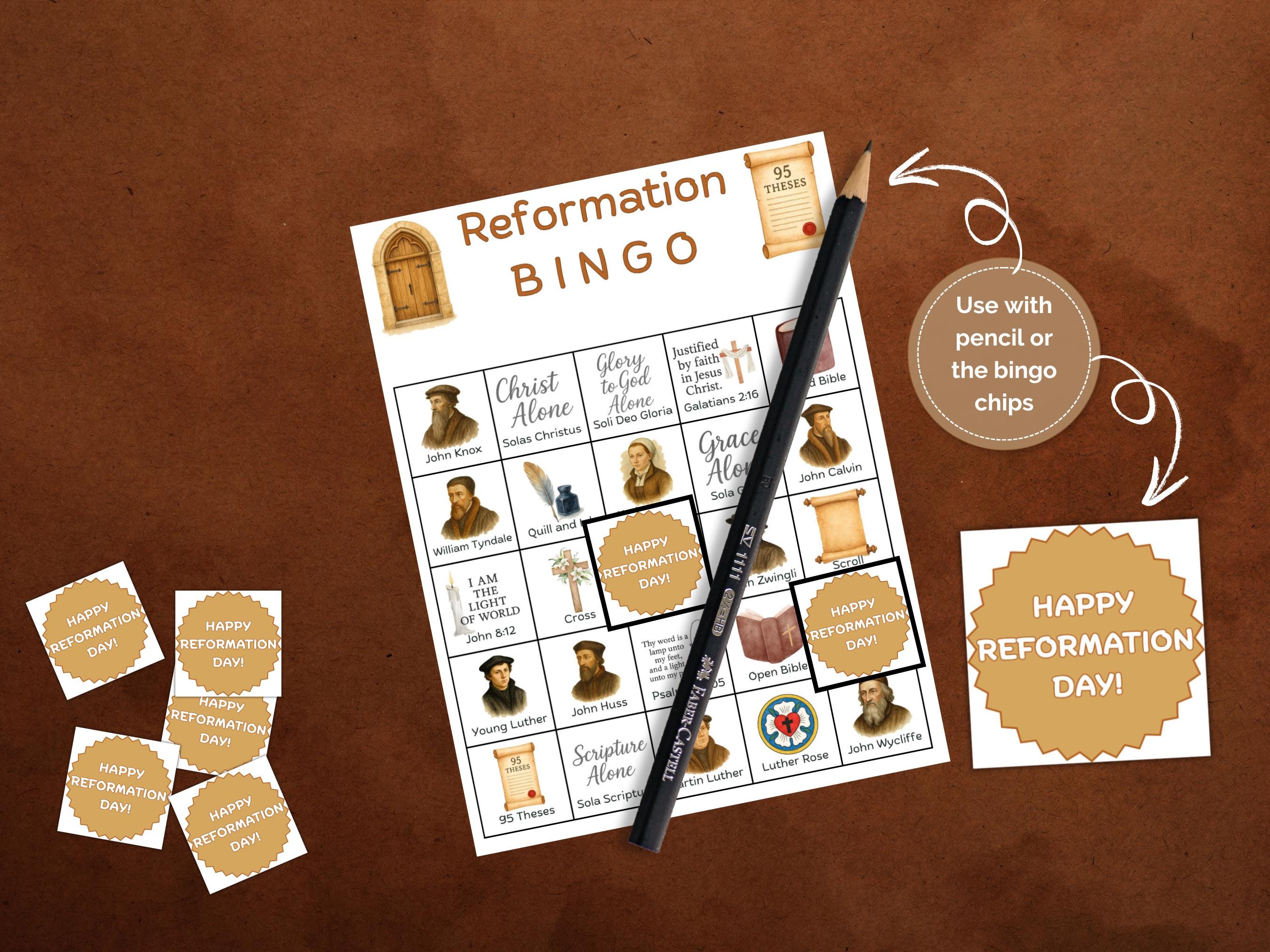 Reformation Day Bingo Printable Christian Game for Kids Homeschool ...