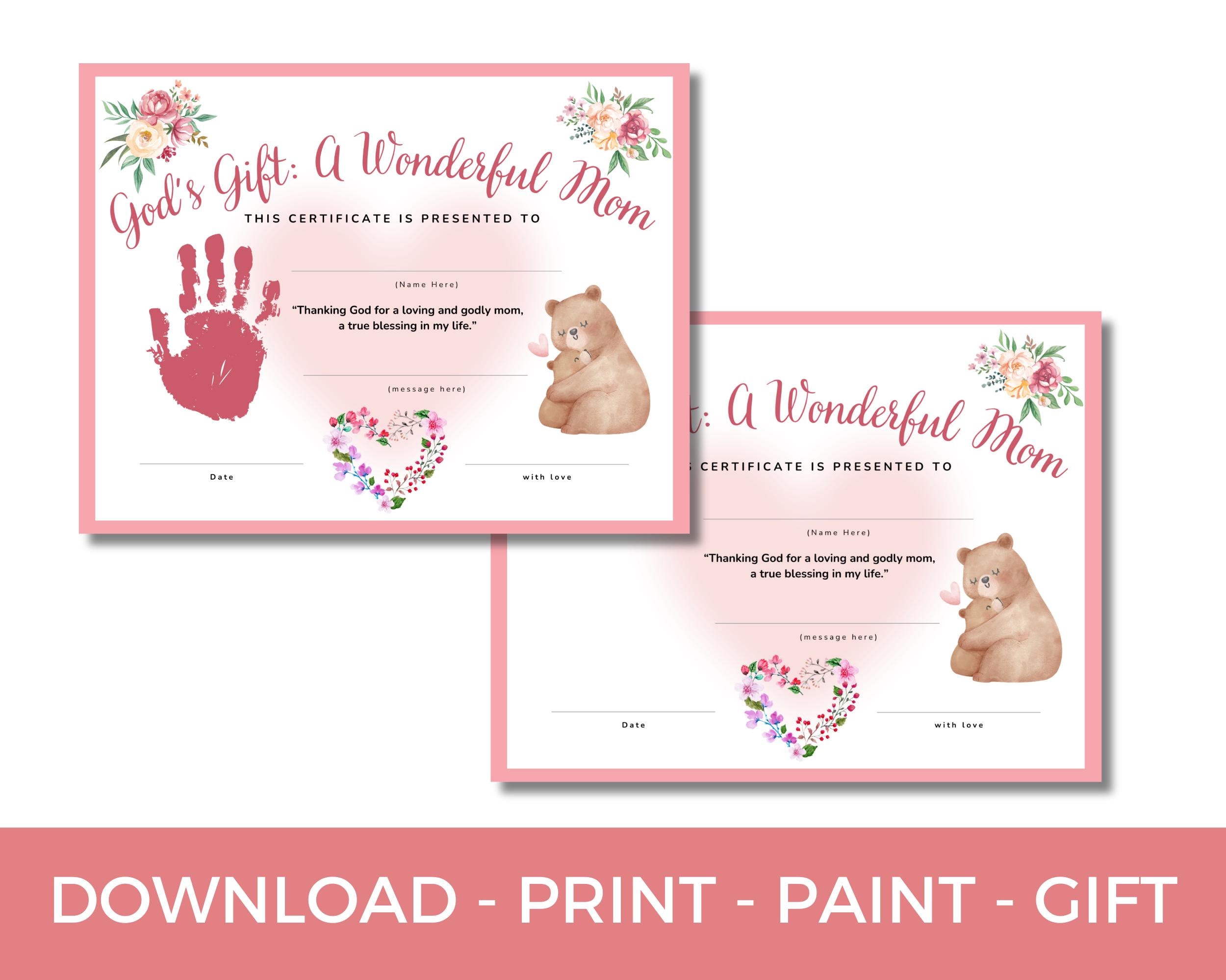 Christian Handprint Art Printable Mothers Day Keepsake Religious ...