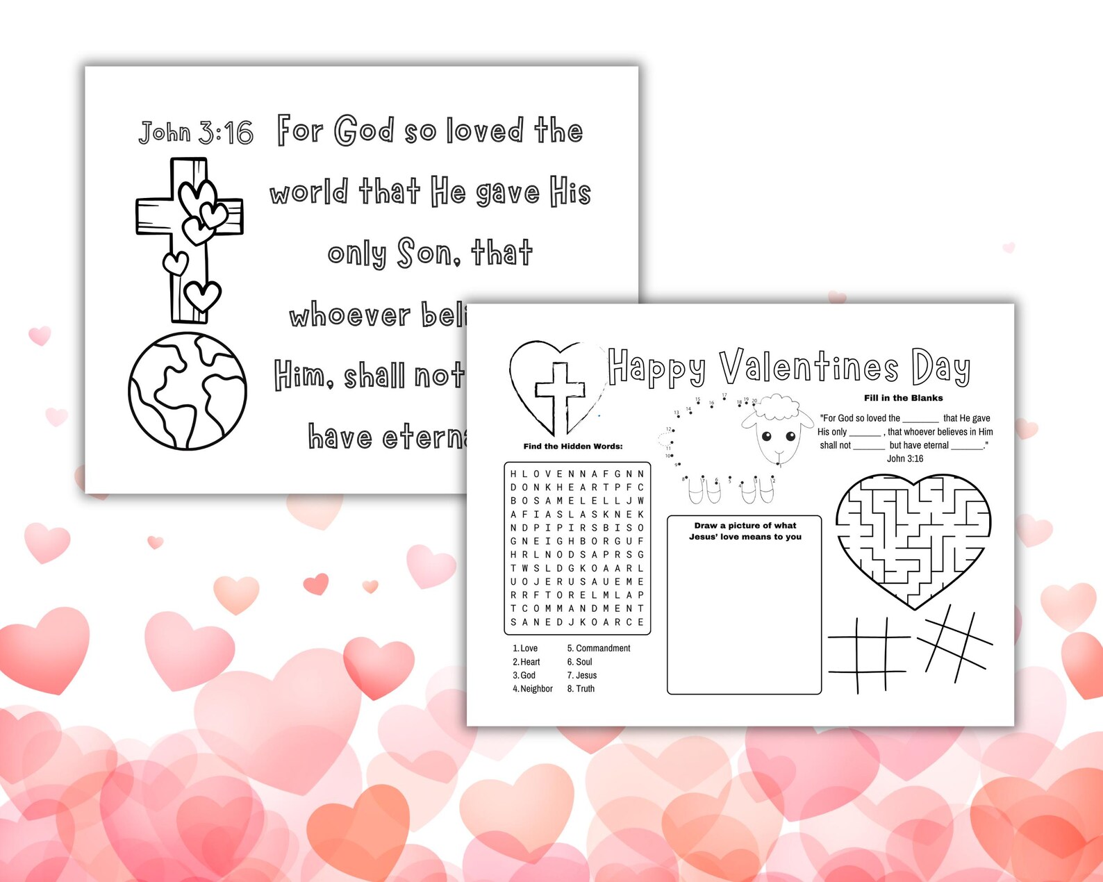 Valentines Day Bible Activity Placemat Coloring Page Kids Valentine ...