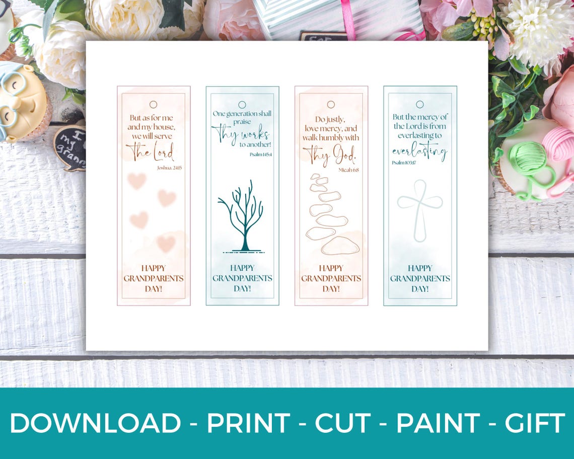 Grandparents Day Craft Christian Fingerprint Art Bookmark Printable ...
