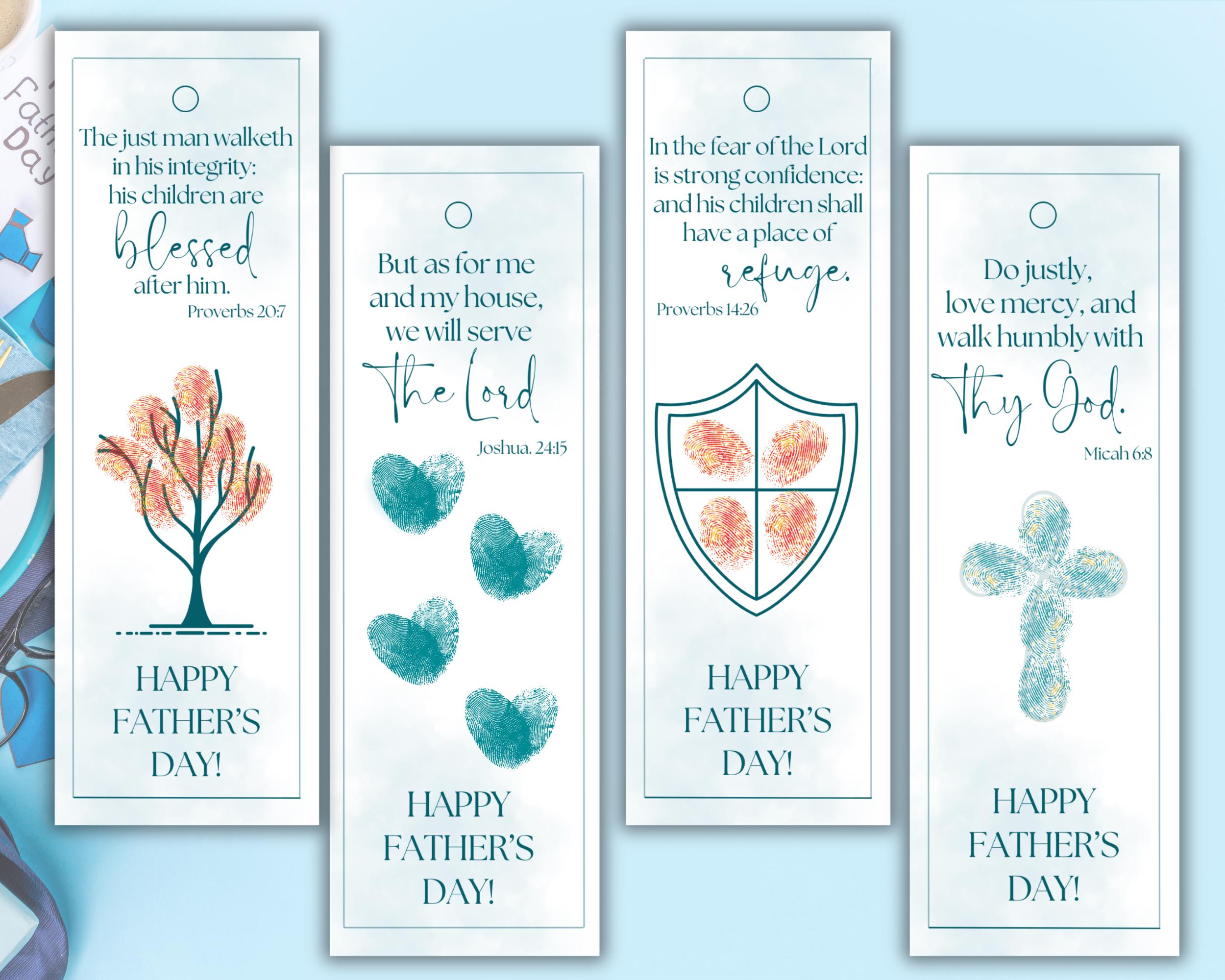 Christian Fathers Day Gift Fingerprint Art Bookmark Printable Craft for ...