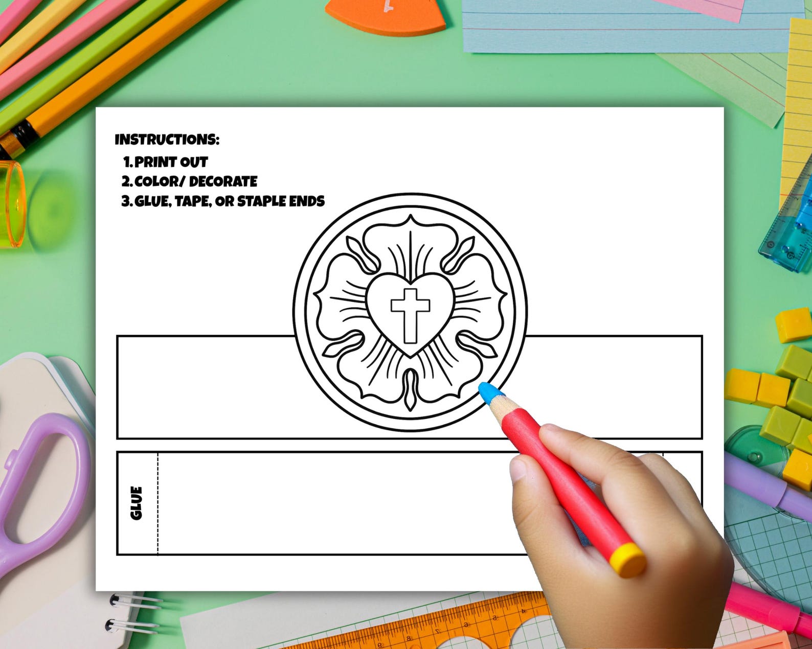 Reformation Day Craft Martin Luther Rose Crown Activity Page for Kids ...