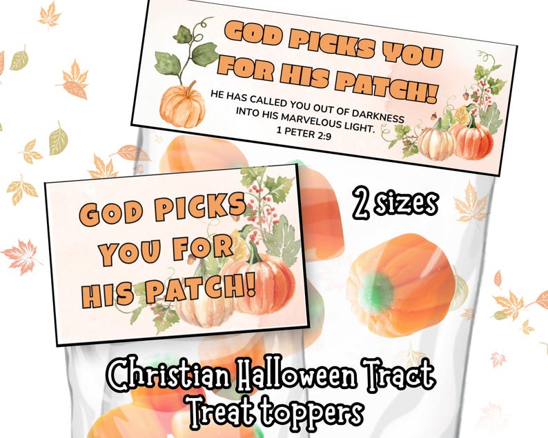 Christian Halloween Tract Goodie Bag Treat Topper Bible Verse Trunk or ...