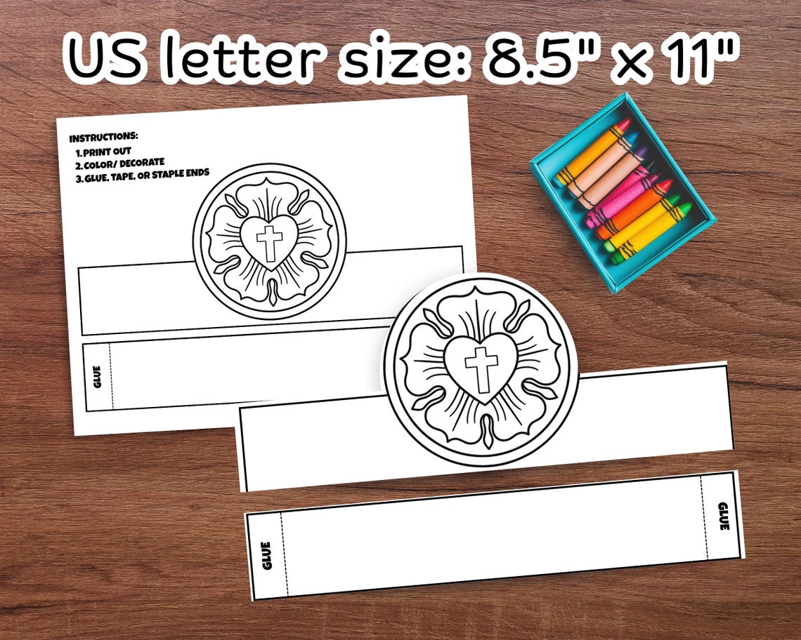 Reformation Day Craft Martin Luther Rose Crown Activity Page for Kids ...