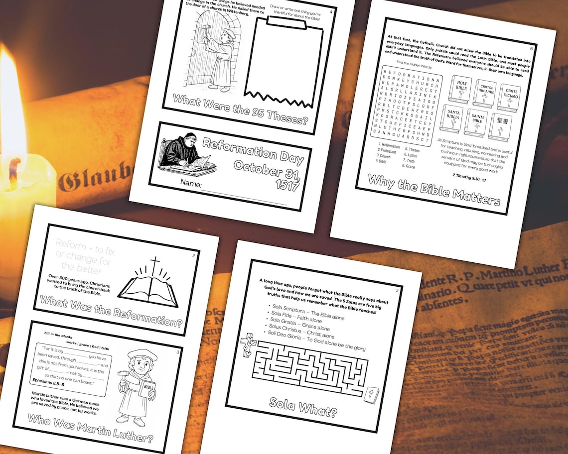 Reformation Day Kids Bible Flip Book Martin Luther Craft Printable ...