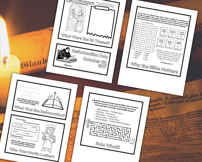 Reformation Day Kids Bible Flip Book Martin Luther Craft Printable ...