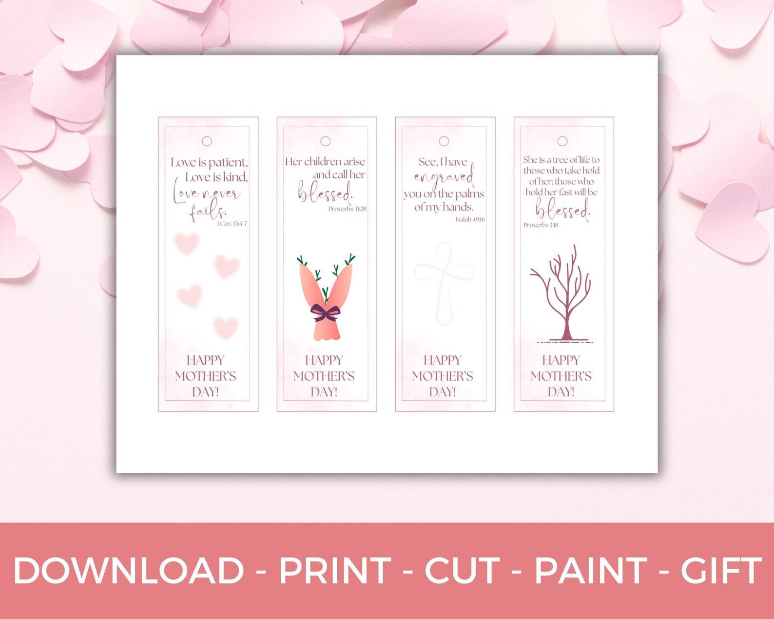 Christian Fingerprint Art Bookmark Printable Gift for Mothers Day ...