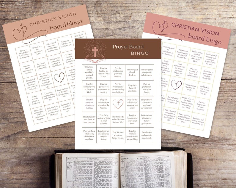 Prayer Board Kit Bingo Prayer Vision Board Printable Christian Vision ...