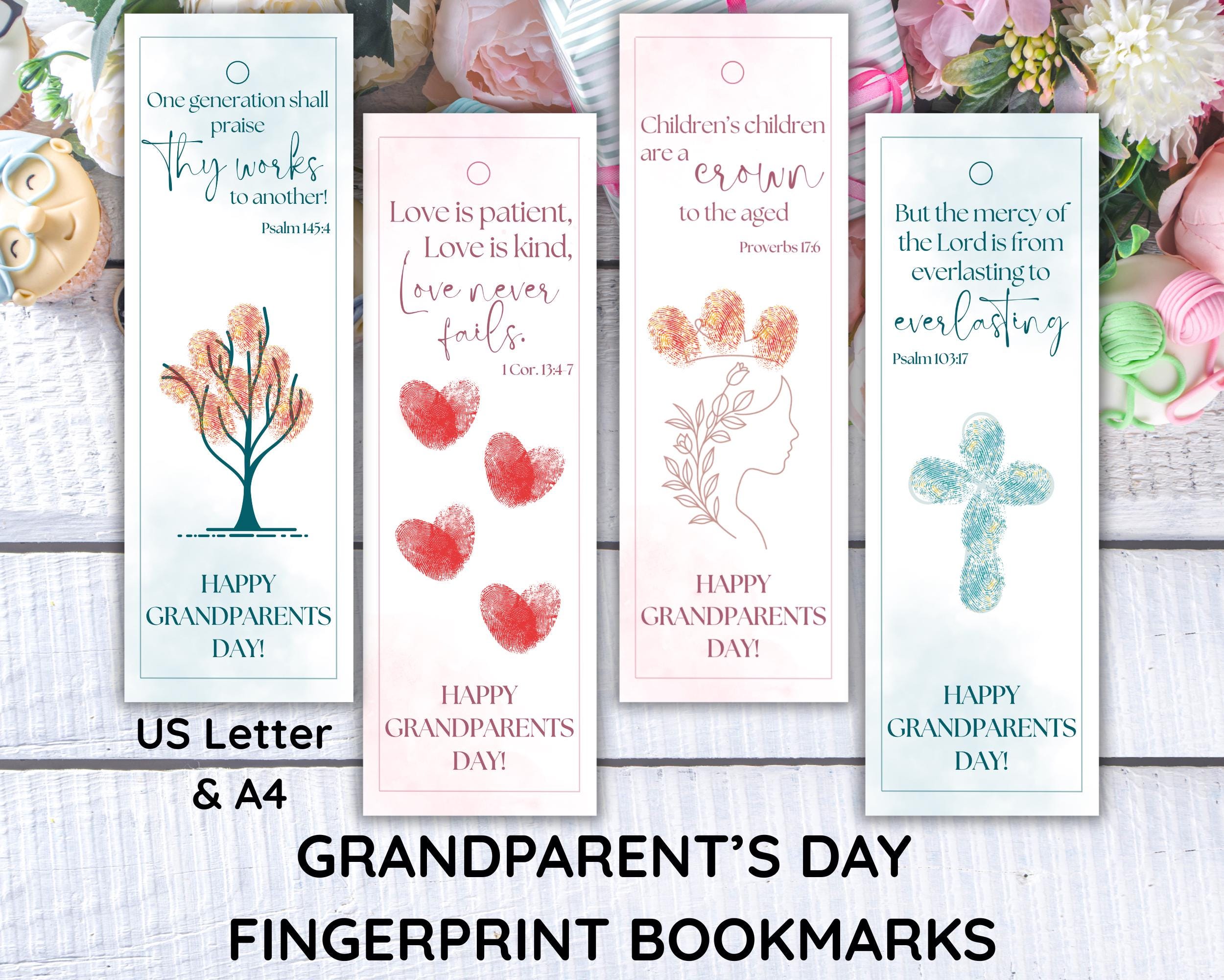 Grandparents Day Gift Christian Fingerprint Art Bookmark Printable ...