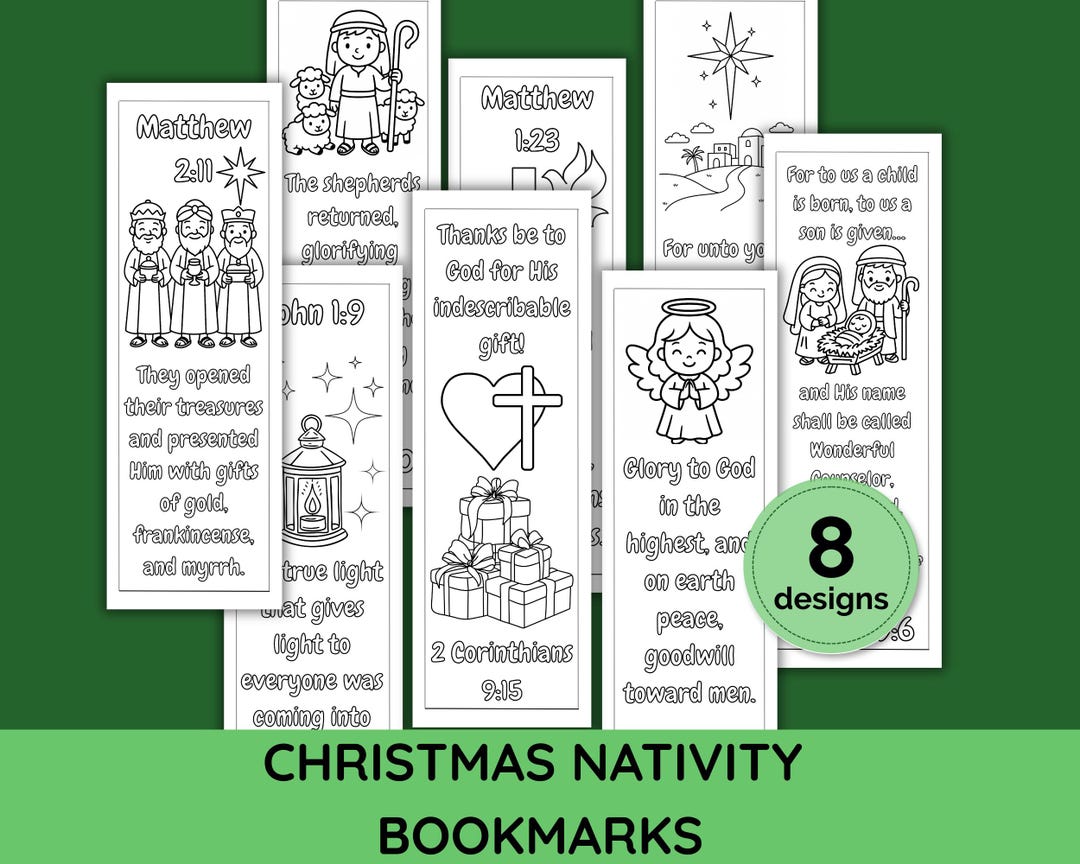 Christmas Nativity Bookmarks Printable Christian Advent Coloring ...