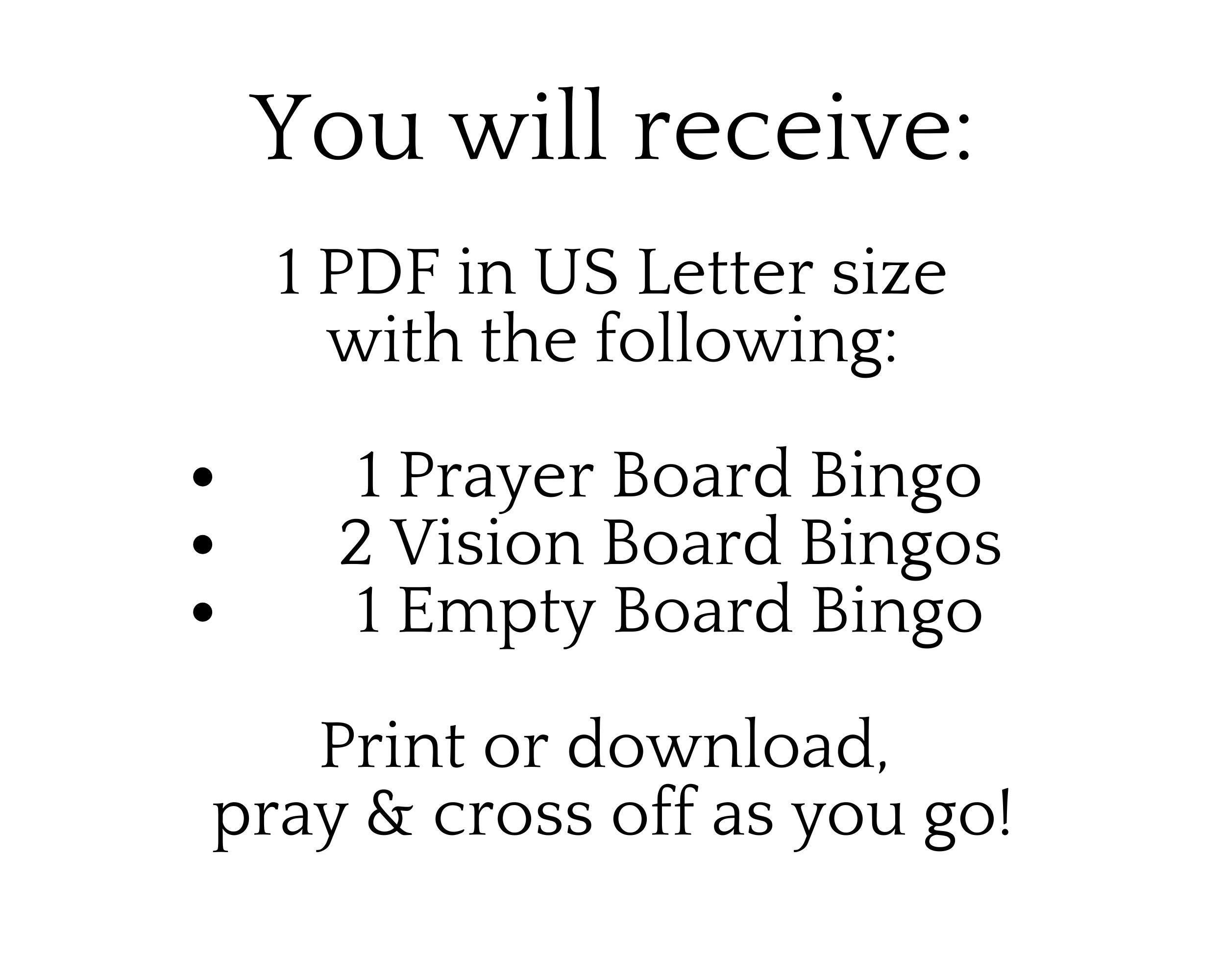 Prayer Board Kit Bingo Prayer Vision Board Printable Christian Vision ...