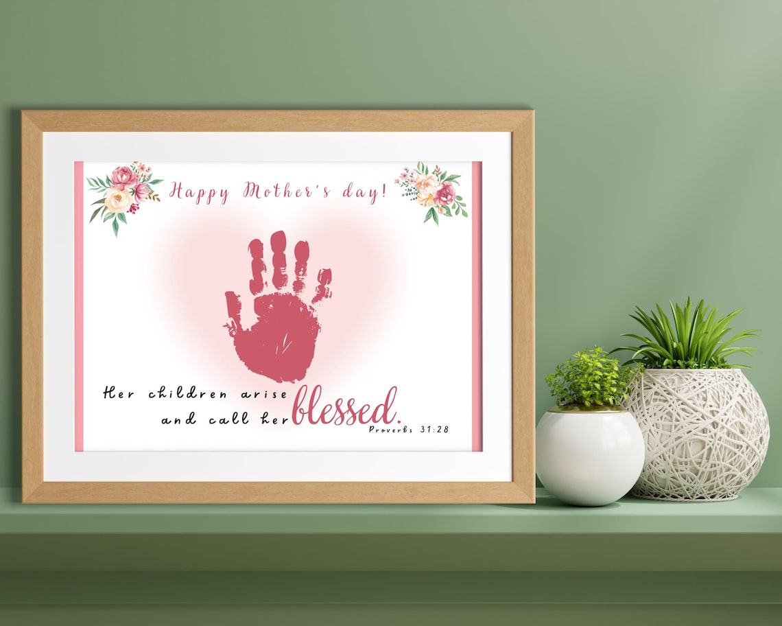 Christian Handprint Art Printable Mothers Day Keepsake Religious ...