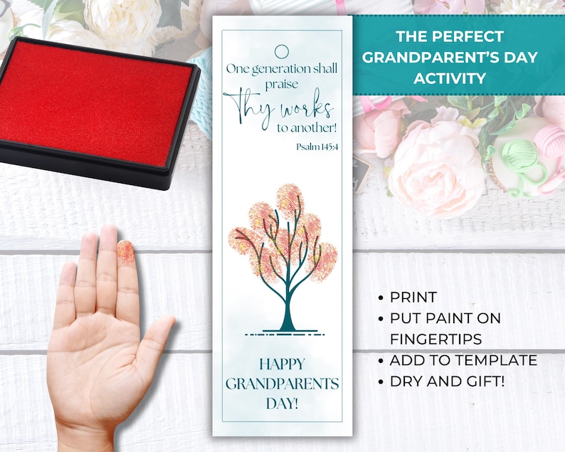Grandparents Day Craft Christian Fingerprint Art Bookmark Printable ...