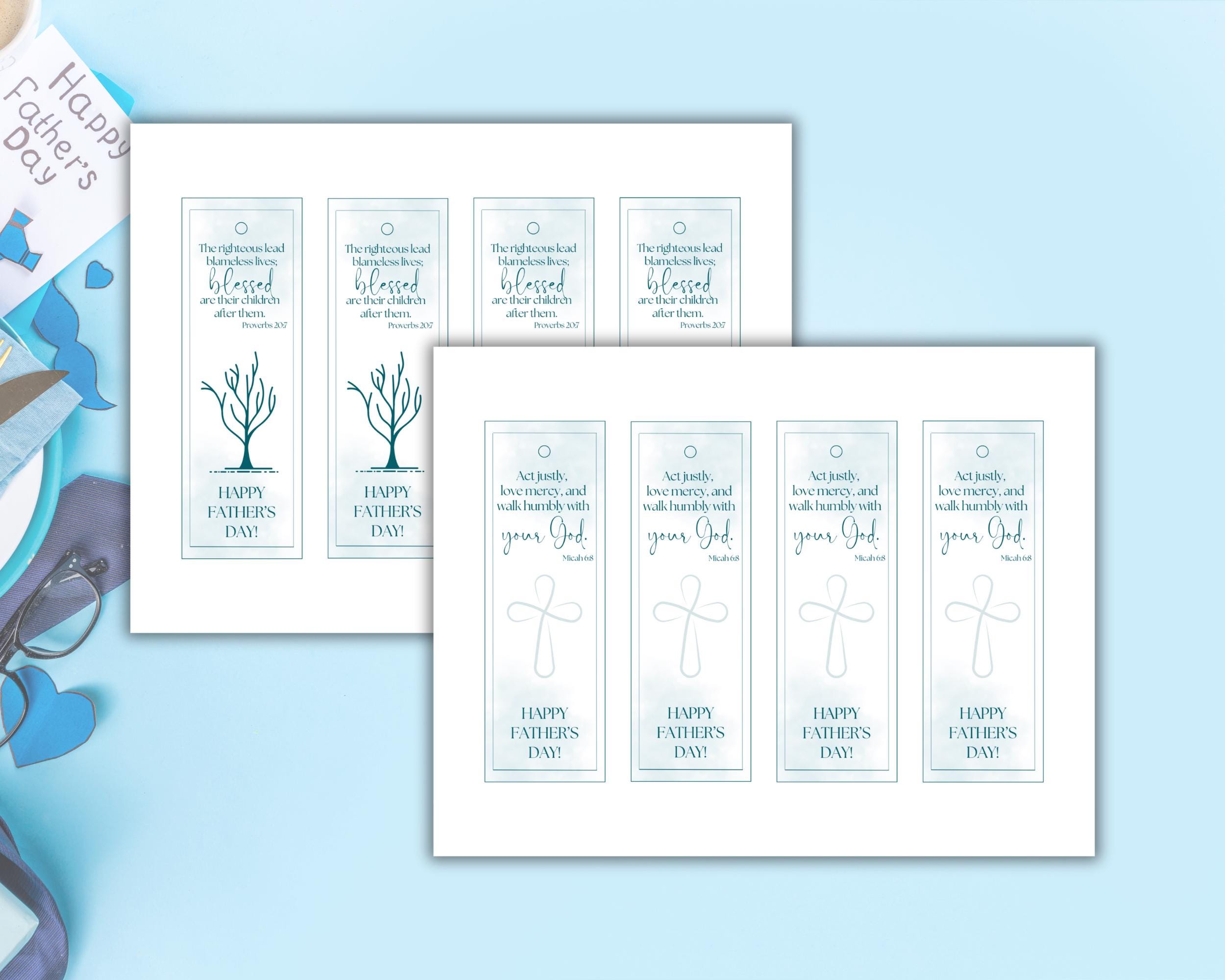 Christian Fathers Day Gift Fingerprint Art Bookmark Printable Craft for ...