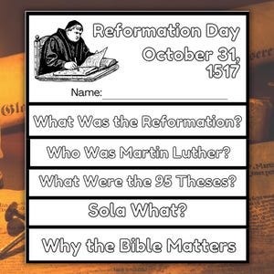 Reformation Day Kids Bible Flip Book Martin Luther Craft Printable ...