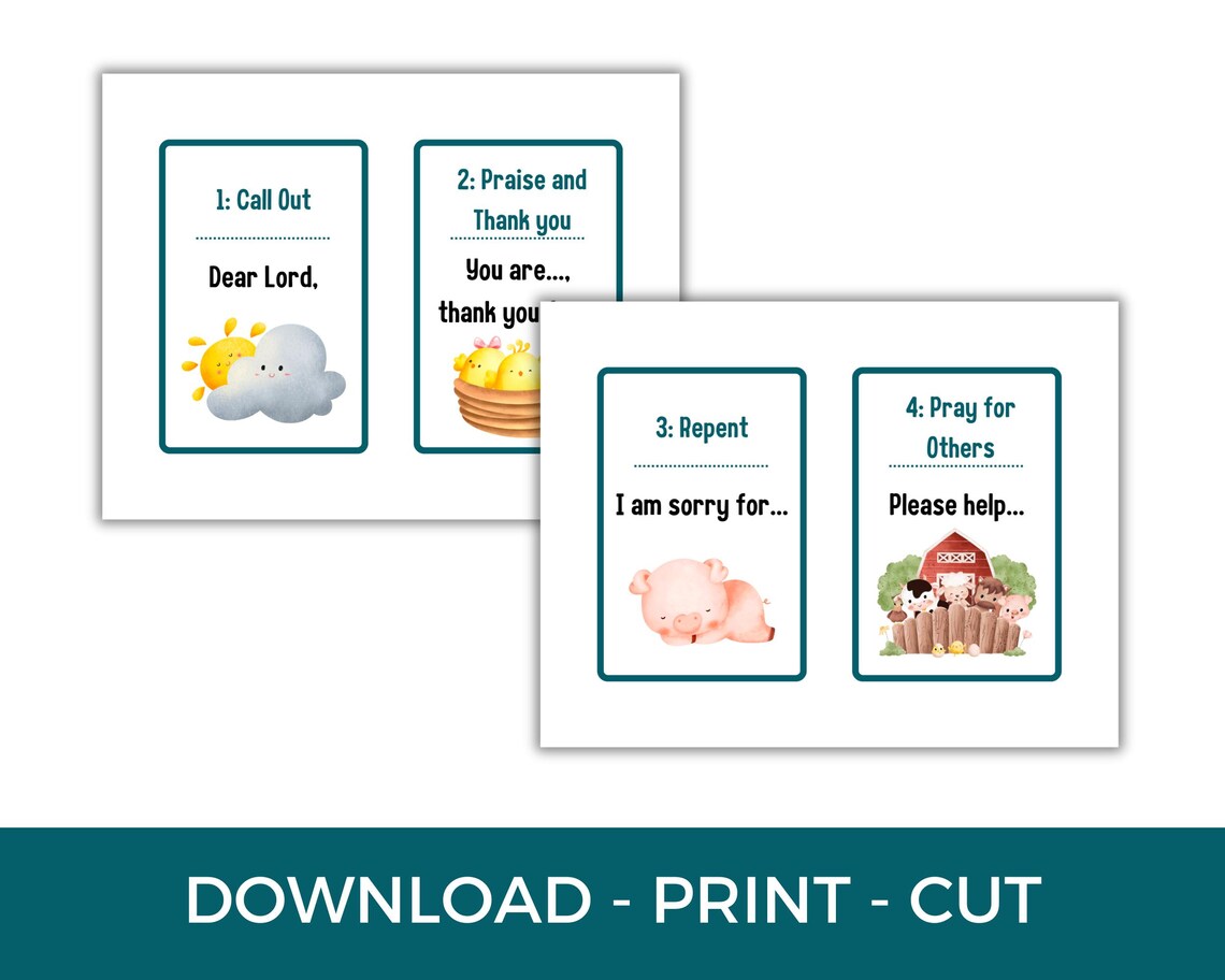 Prayer Cards for Kids Teach Your Child to Pray Printable Beginner ...