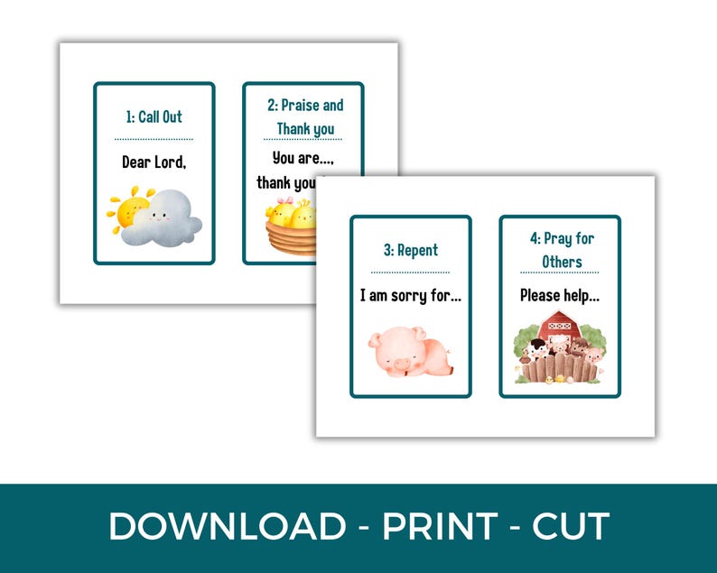 Prayer Cards for Kids Teach Your Child to Pray Printable Beginner ...