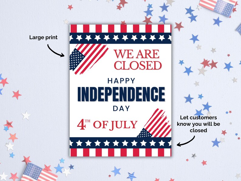 Closed for Independence Day Closed for 4th of July Closed Store Front ...