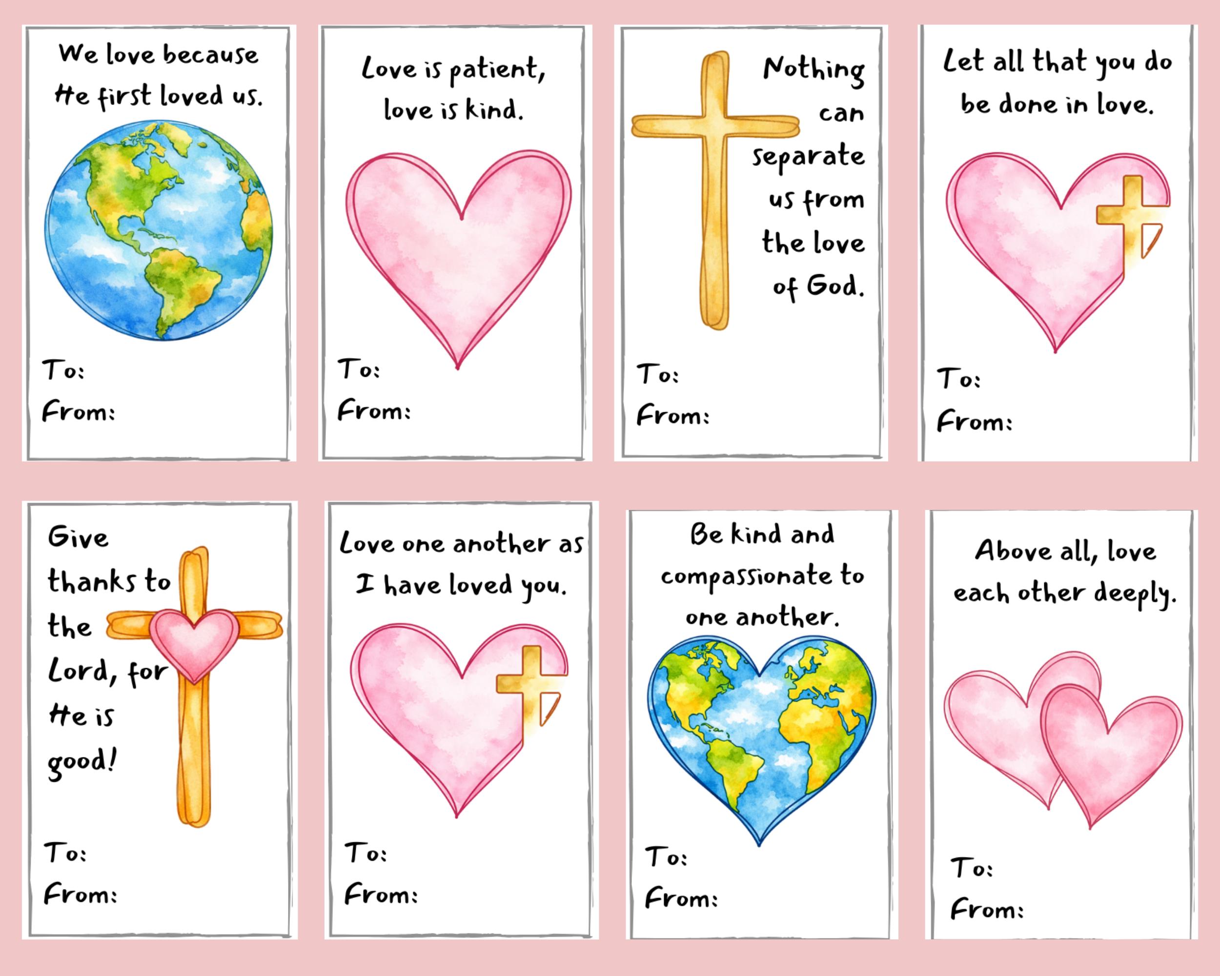 Bible Verse Valentines Day Cards for Kids Classroom Party Valentine ...