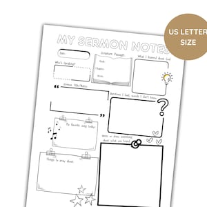 Sermon Notes for Kids Weekly Bible Note Taking Template for Sunday ...