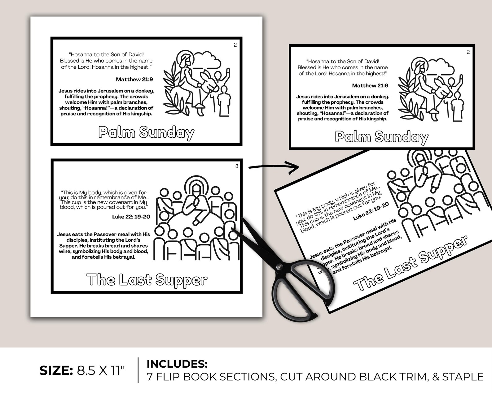 Easter Story Flip Book for Holy Week Kids Activity Pages Sunday School ...