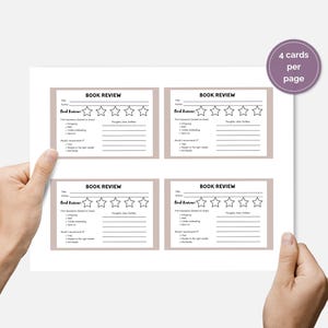 Book Review Cards for Reading Review Book Club for Adults or Teens ...