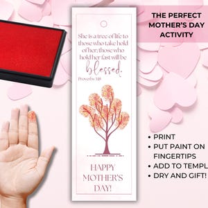 Christian Fingerprint Art Bookmark Printable Gift for Mothers Day ...