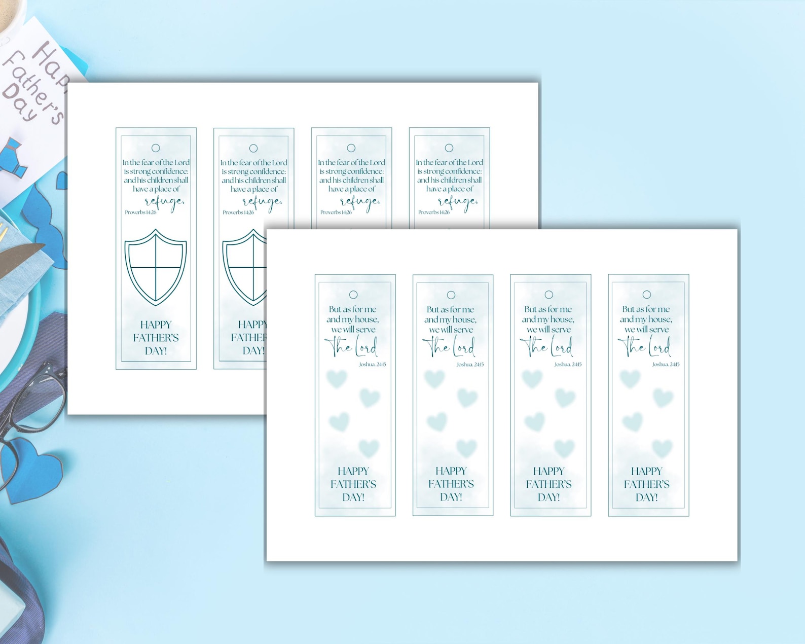 Christian Fathers Day Gift Fingerprint Art Bookmark Printable Craft for ...