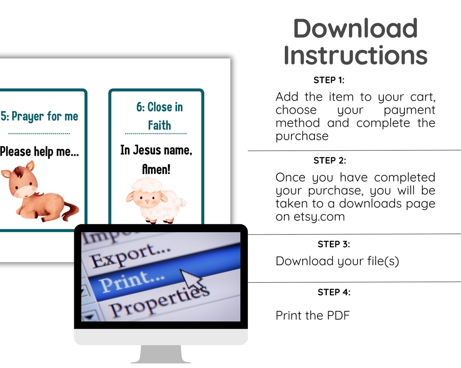 Prayer Cards for Kids Teach Your Child to Pray Printable Beginner ...