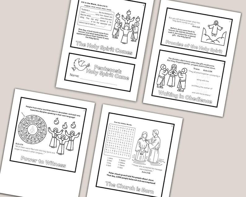 Pentecost Craft for Kids Acts Bible Study Flip Book Holy Spirit Craft ...