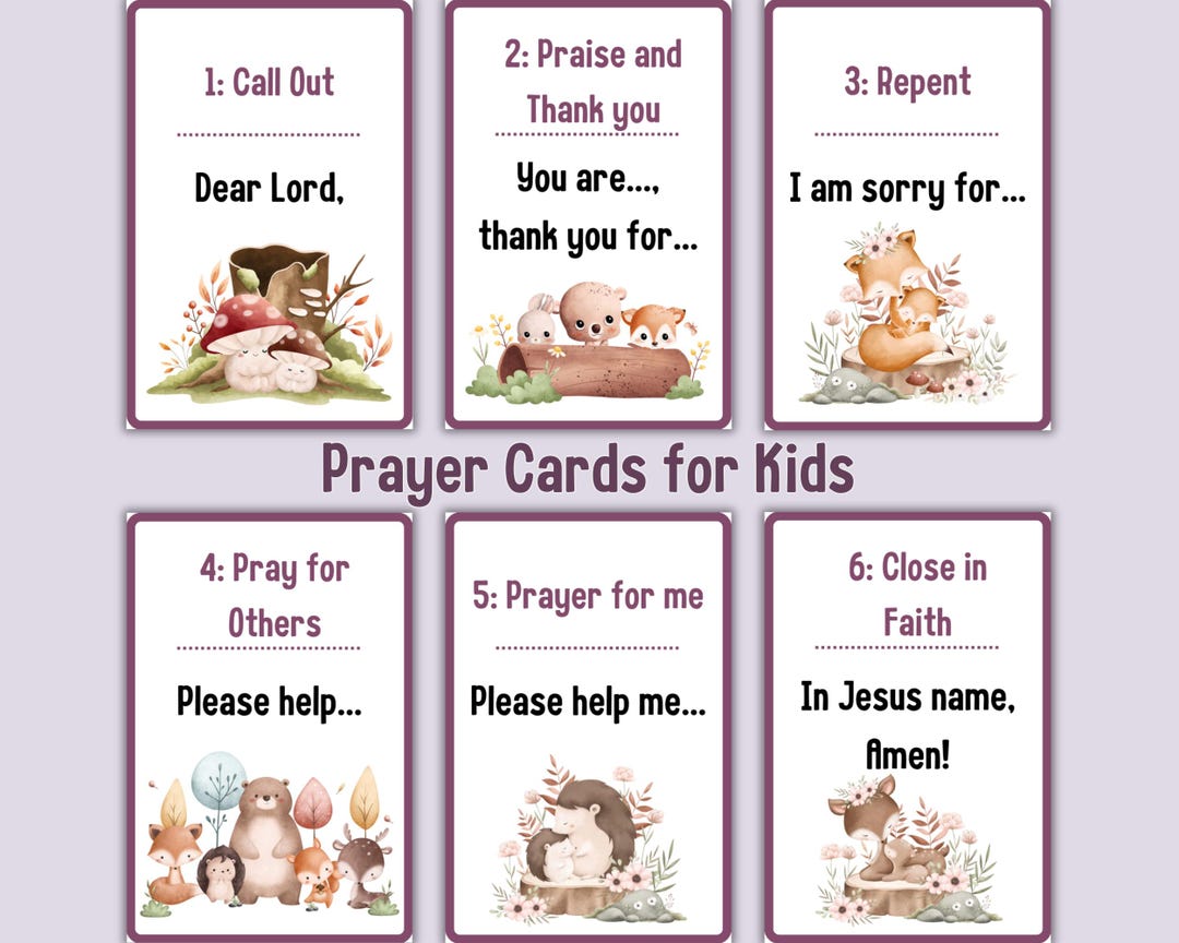 Prayer Cards for Kids Teach Your Child to Pray Printable Beginner ...