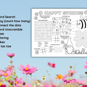 Spring Activity Placemat Coloring Page for First Day of Spring Easter ...