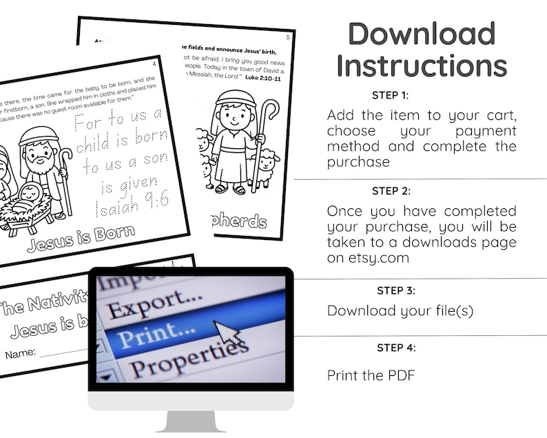 Christmas Nativity Story Flip Book for Kids Activity Pages Sunday ...