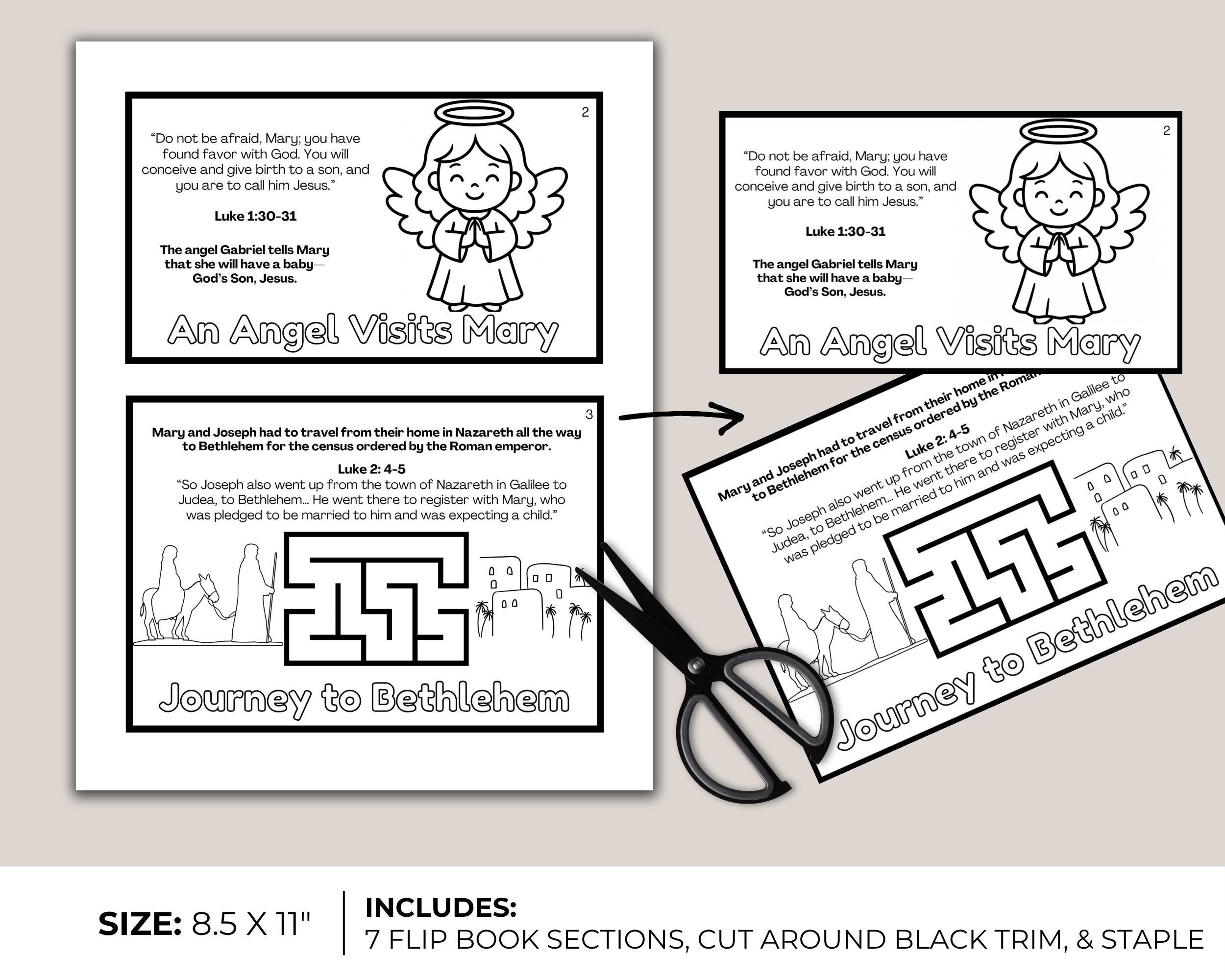 Christmas Nativity Story Flip Book for Kids Activity Pages Sunday ...