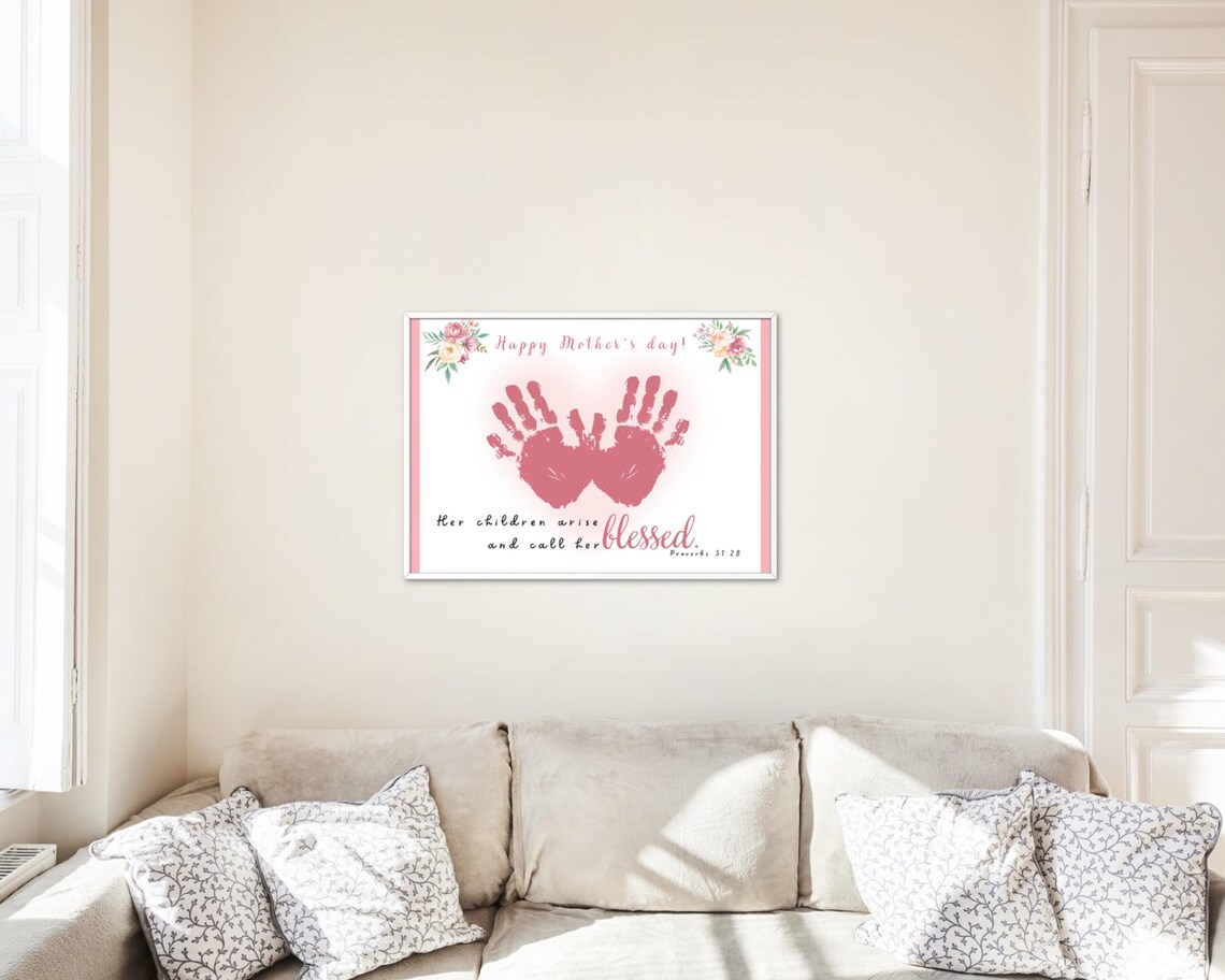 Christian Handprint Art Printable Mothers Day Keepsake Religious ...