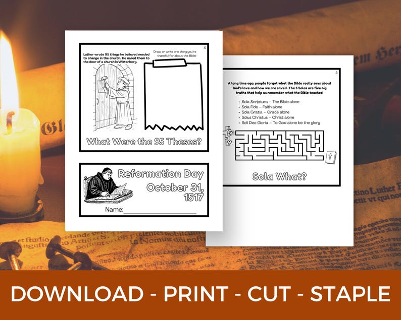 Reformation Day Kids Bible Flip Book Martin Luther Craft Printable ...
