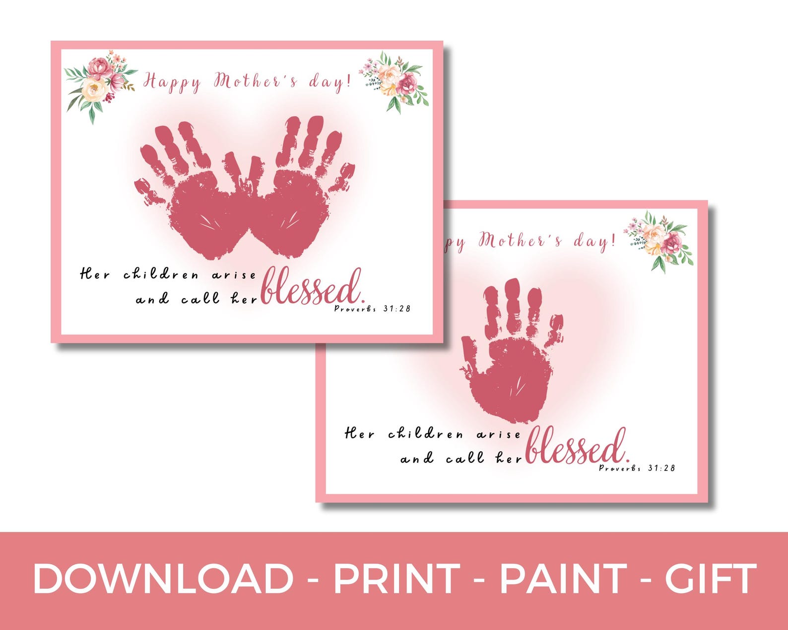 Christian Handprint Art Printable Mothers Day Keepsake Religious ...