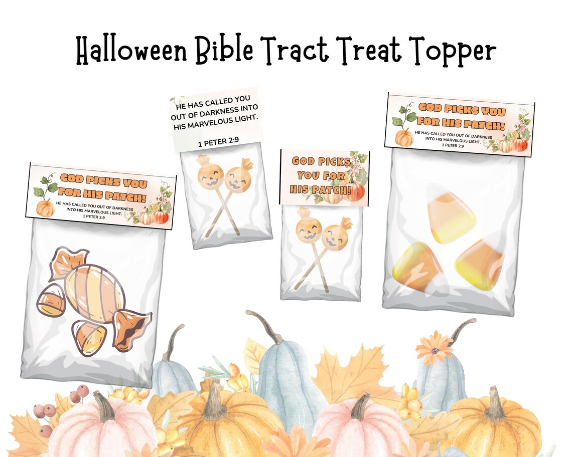 Christian Halloween Tract Goodie Bag Treat Topper Bible Verse Trunk or ...
