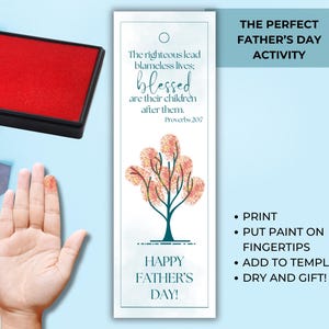 Christian Fathers Day Gift Fingerprint Art Bookmark Printable Craft for ...