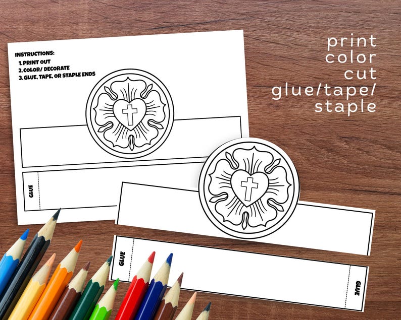 Reformation Day Craft Martin Luther Rose Crown Activity Page for Kids ...