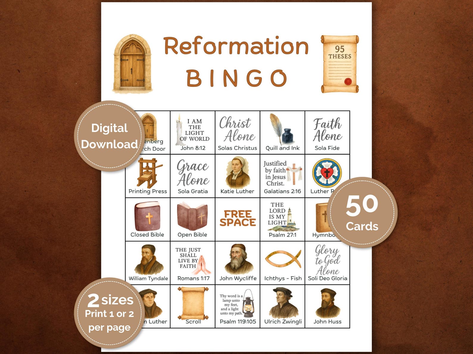 Reformation Day Bingo Printable Christian Game for Kids Homeschool ...