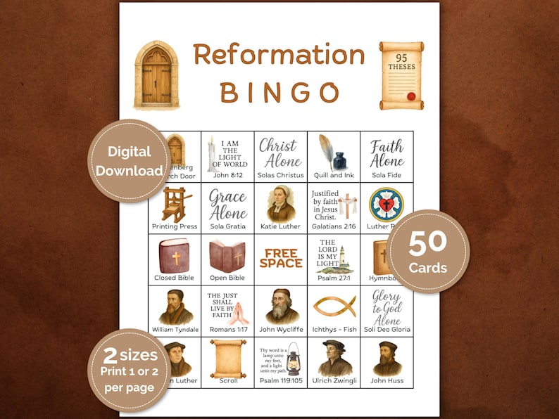 Reformation Day Bingo Printable Christian Game for Kids Homeschool ...
