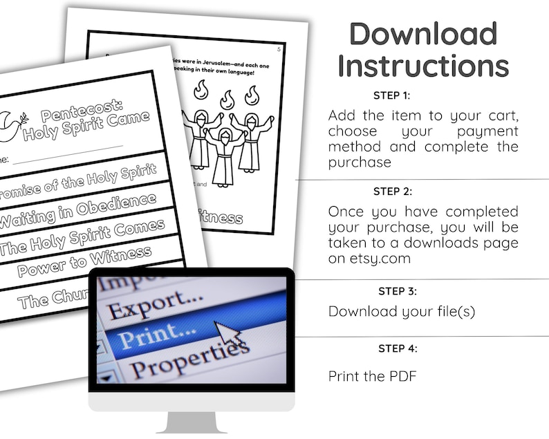 Pentecost for Kids Acts Bible Study Flip Book Holy Spirit Craft ...