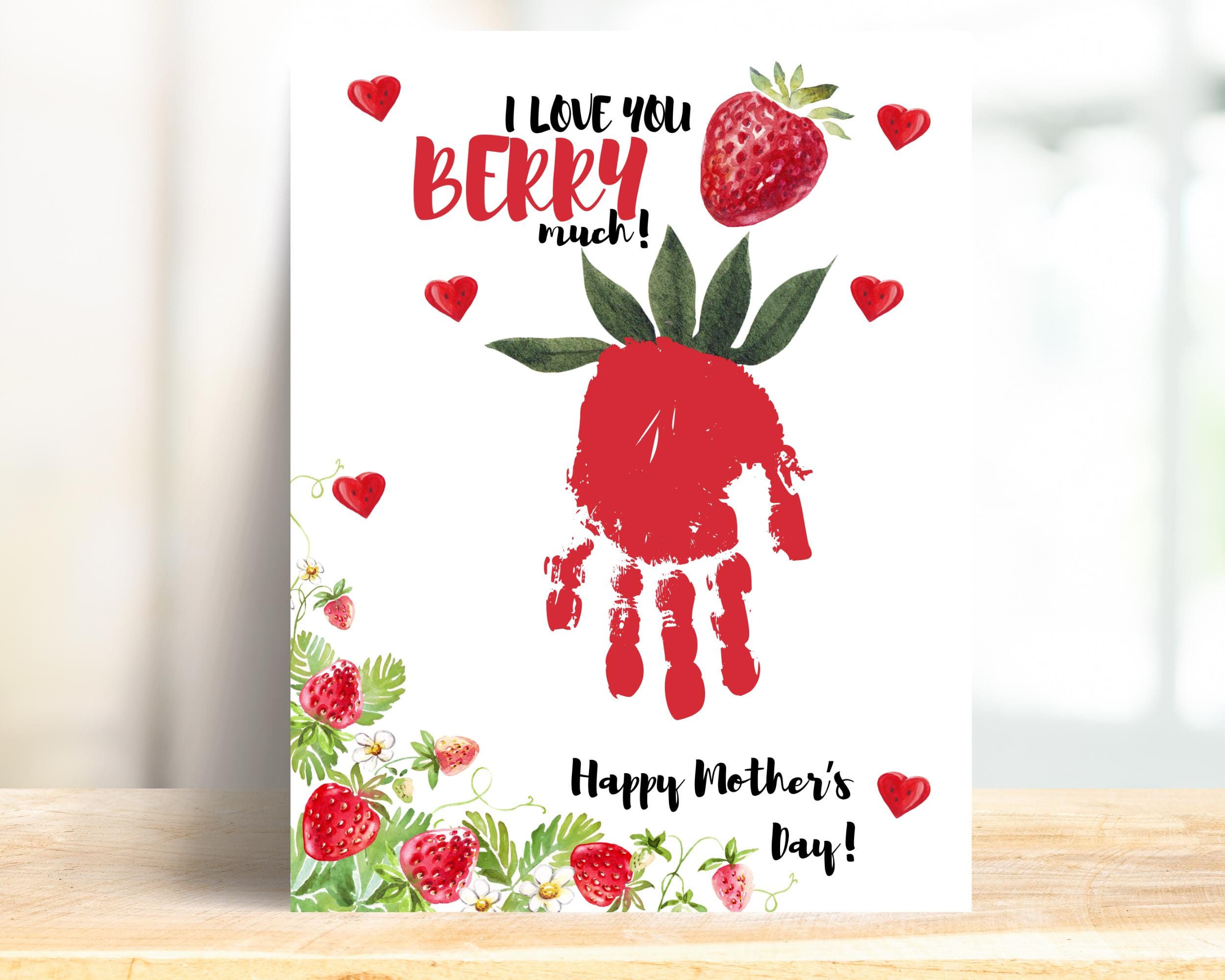 Mothers Day Handprint Art Strawberry Printable Mothers Day Keepsake I ...
