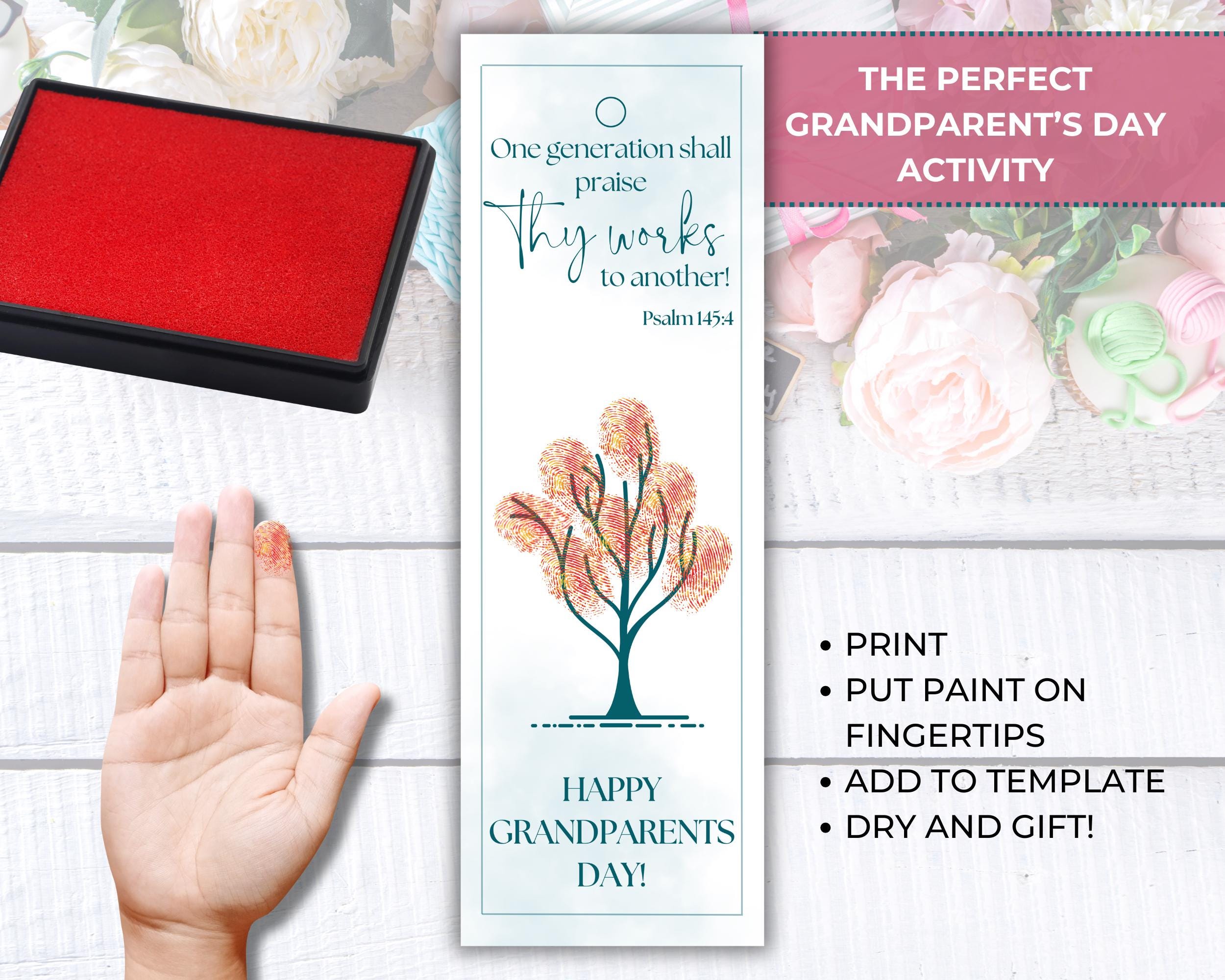 Grandparents Day Gift Christian Fingerprint Art Bookmark Printable ...