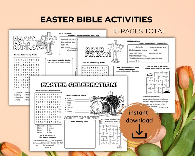 Easter Bible Activity Placemat Coloring Page for Palm Sunday Kids ...