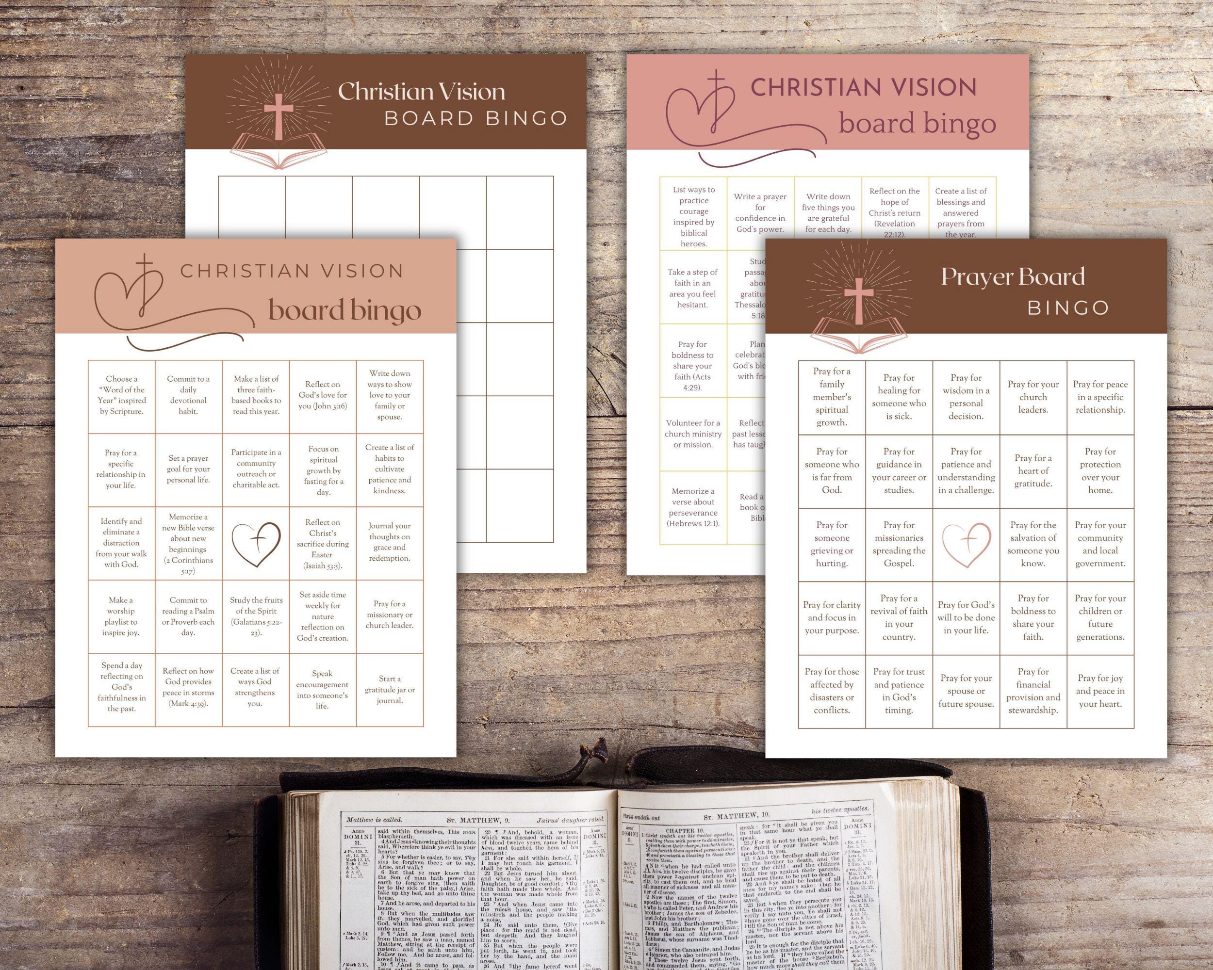 Prayer Board Kit Bingo Prayer Vision Board Printable Christian Vision ...