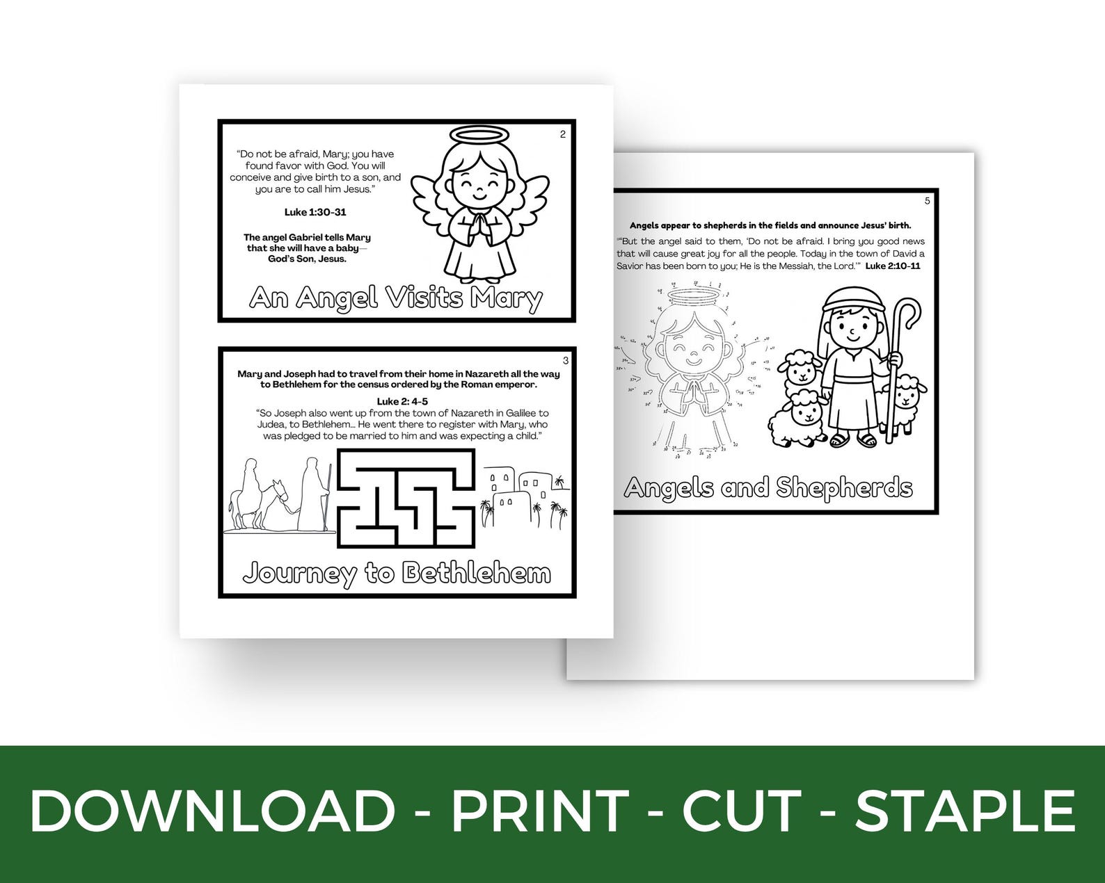 Christmas Nativity Story Flip Book for Kids Activity Pages Sunday ...